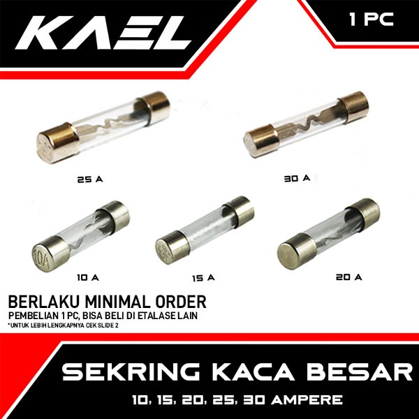 Jual Sekring Kaca Besar 15 20 25 30 Ampere A Kaca Sikring Tabung Fuse ...