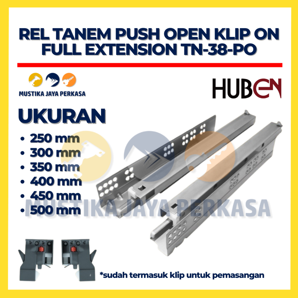Jual Rel Laci Tanam Push Open Full Extension Huben TN-38-PO – Soft Push ...