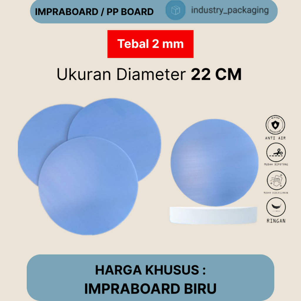 Jual Impraboard BULAT Warna Biru Ukuran Diameter 22 cm Tebal 2mm ...