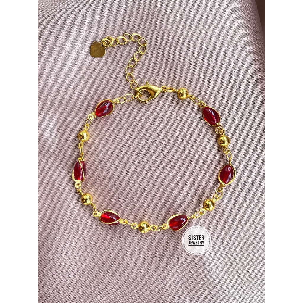 Jual Gelang Ruby Gold Beads – Elegan, Berkilau & Bikin Tangan Makin ...