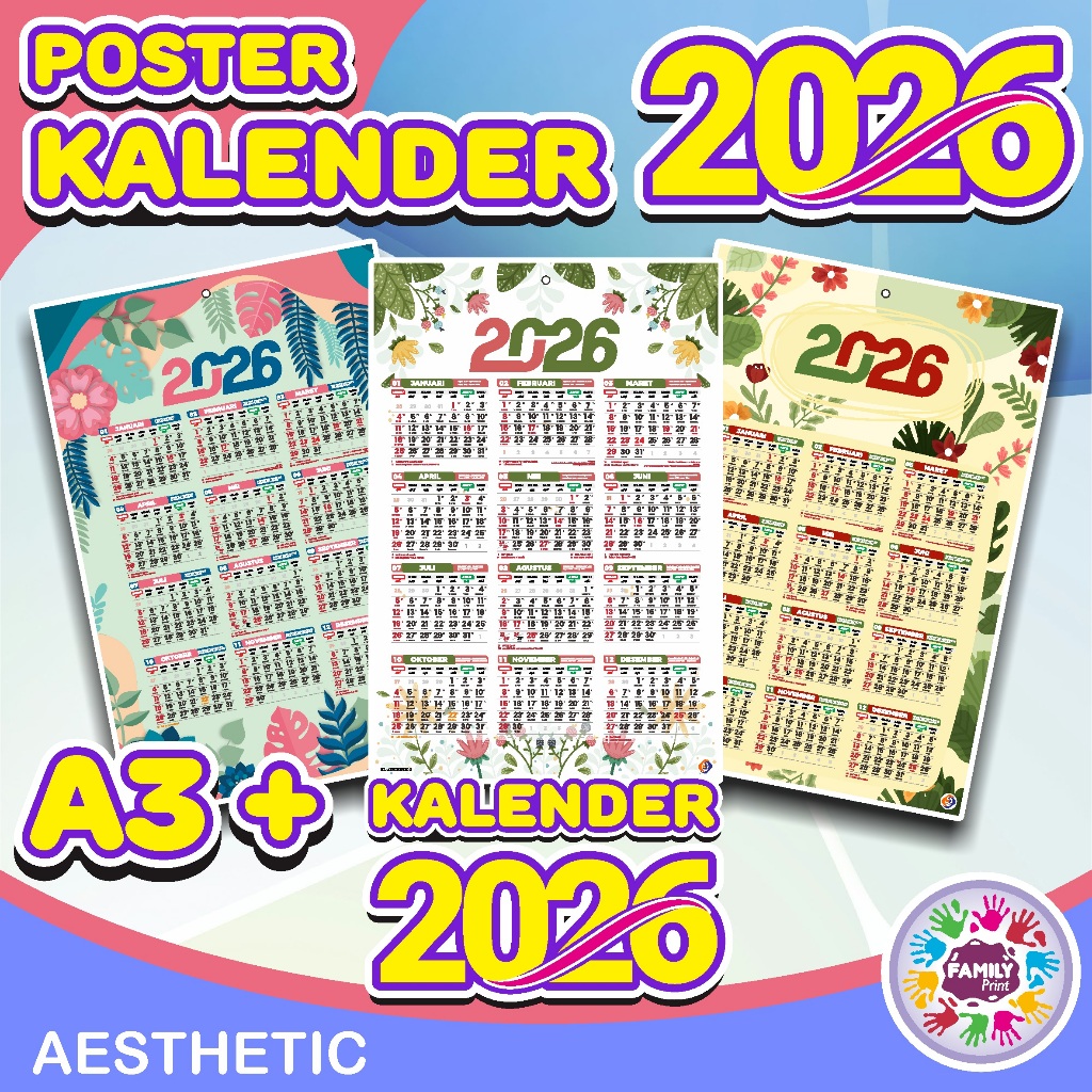Jual Kalender Poster Aesthetic 2026 / Kalender 2026 Lengkap - Kalender ...