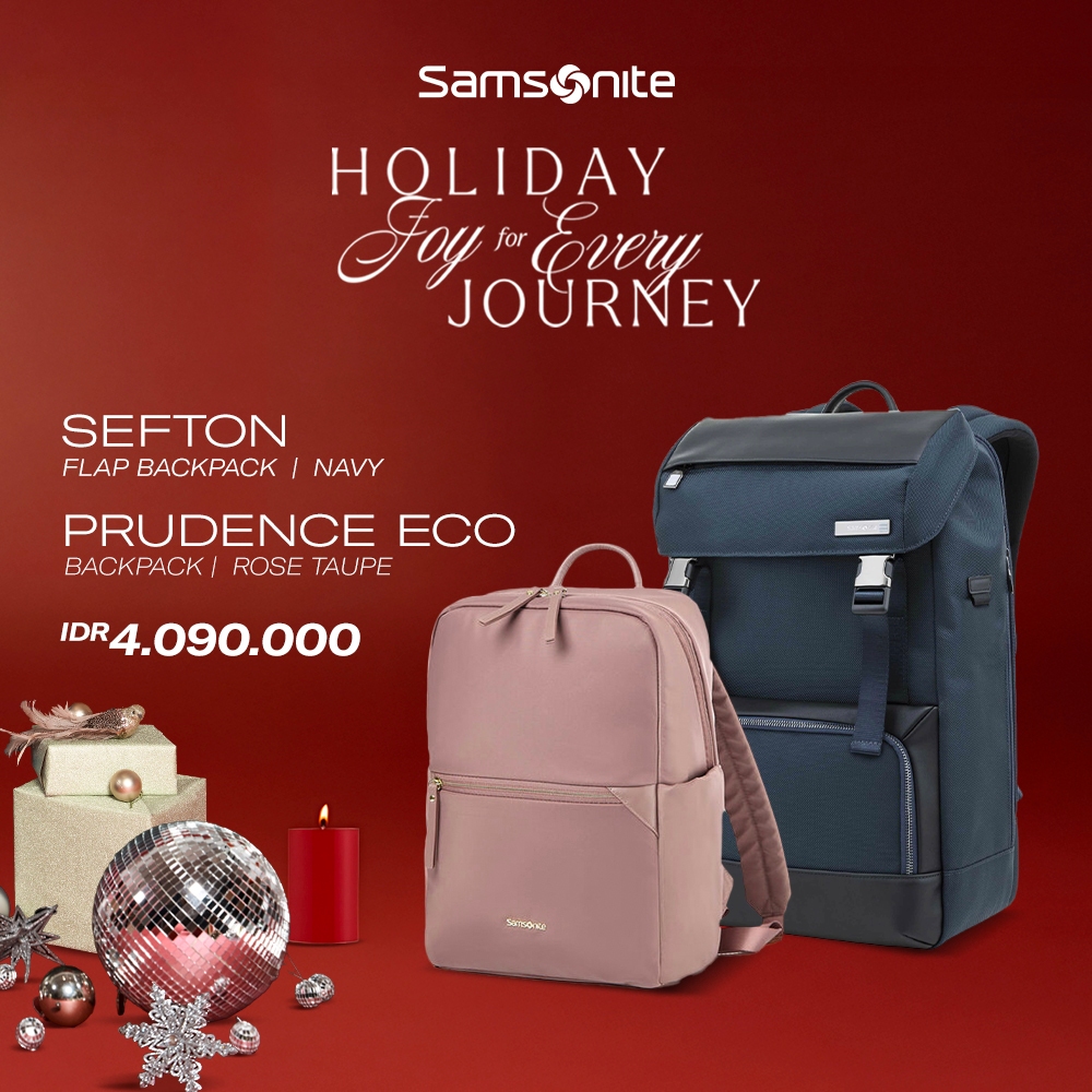 Jual Samsonite Festive Gifting Sefton Flap Backpack Navy + Prudence Eco ...