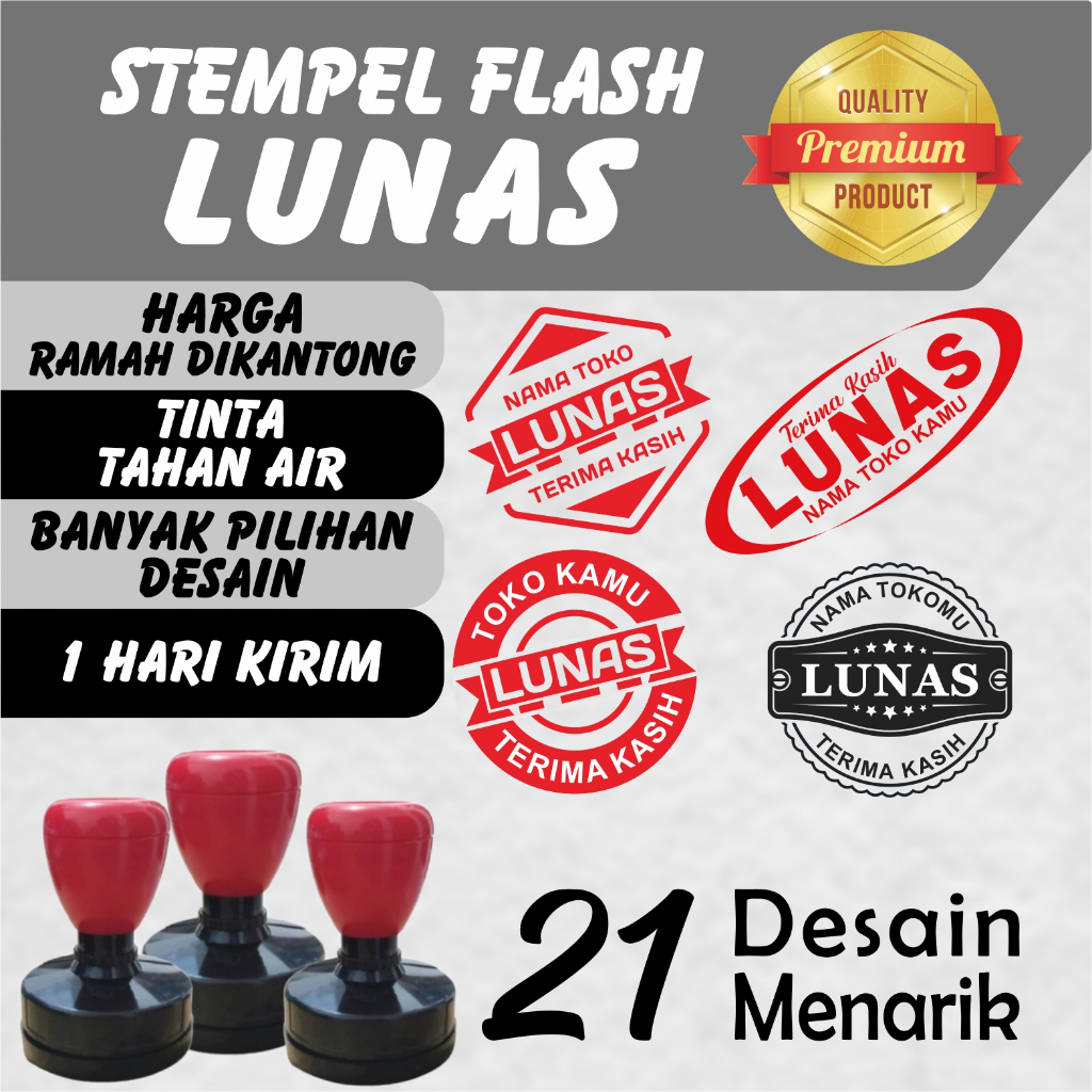 Jual Stempel Flash Lunas Otomatis Tinta Anti Luntur / Tahan Air ...