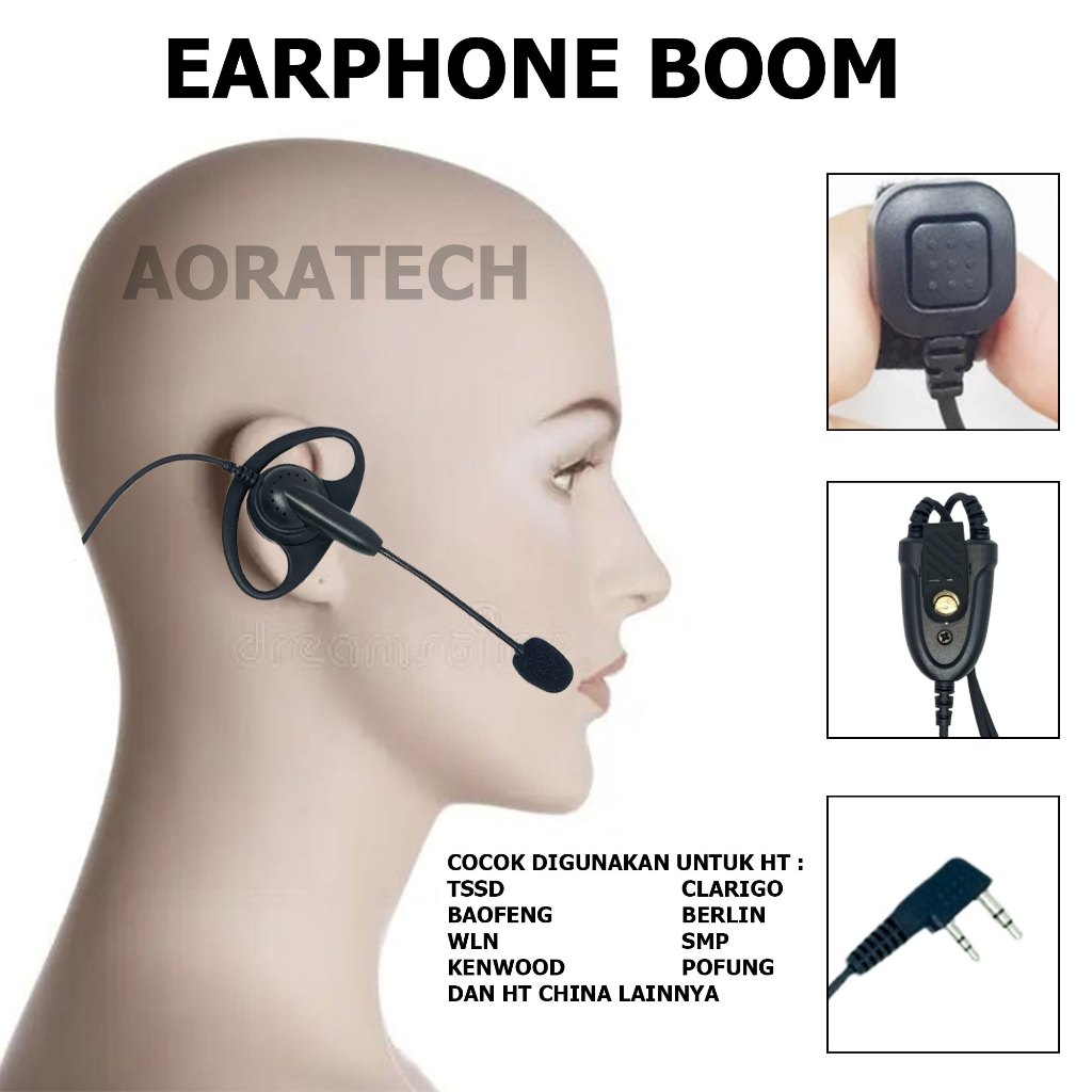 Jual EARPHONE BOOM MIC HT CHINA WLN BAOFENG TSSD BERLIN DLL | Shopee ...