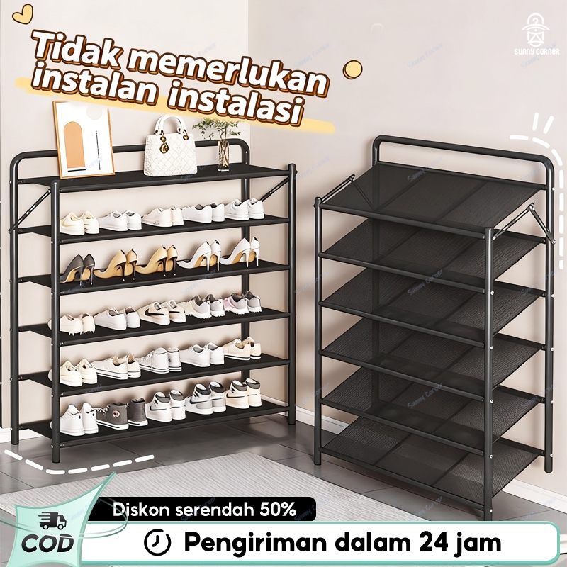 Jual Rak Sepatu Lipat Rak Kapasitas besar 3/4/5 lapis Rak Sendal Sepatu ...