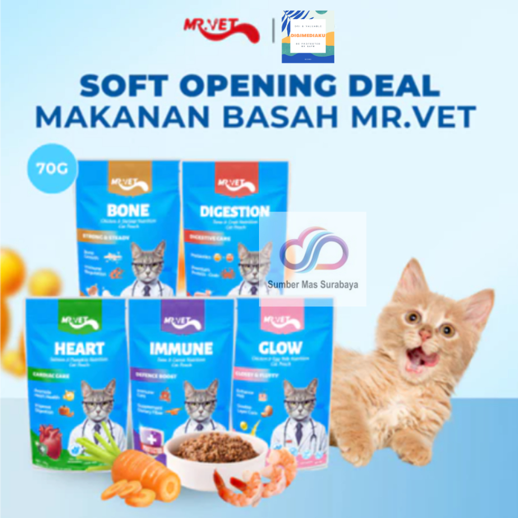 Jual MR. VET POUCH CAT WETFOOD MAKANAN KUCING BASAH VITAMIN PREBIOTIK L ...