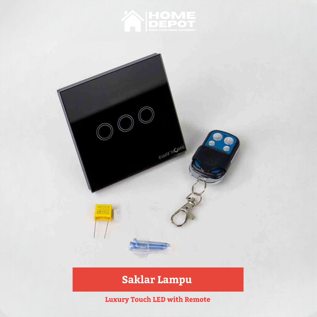 Jual Saklar Lampu Luxury Touch LED with Remote 3 Gang | Shopee Indonesia