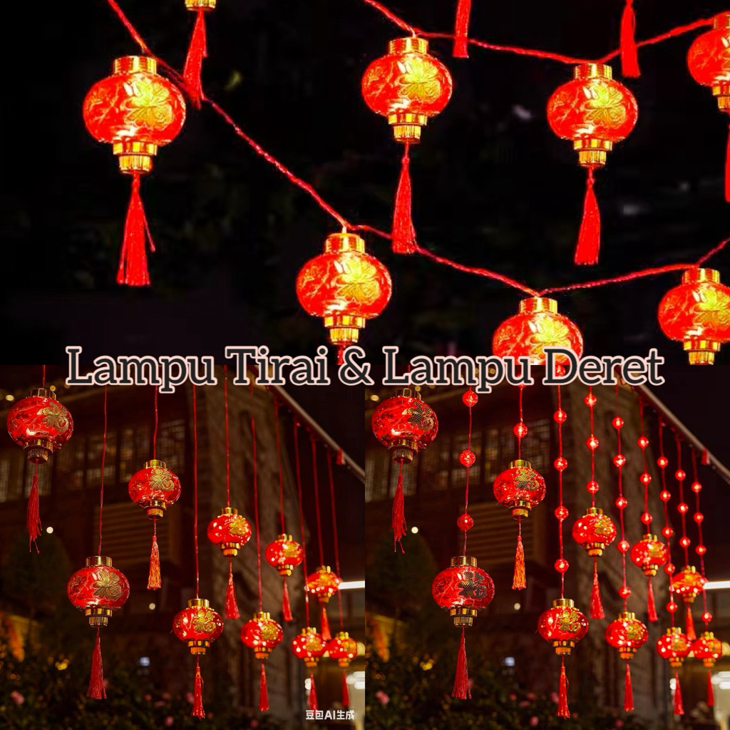 Jual Lampu tirai dekorasi hiasan imlek warna merah lampu LED fu fuk ...