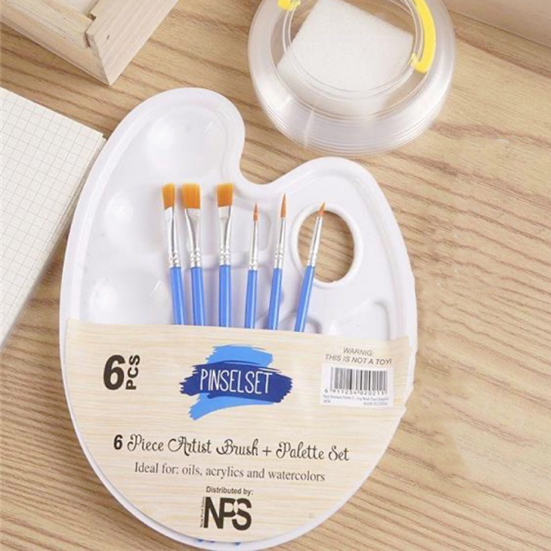 Jual Set Kuas & Palet Lukis 6 Pcs – Lengkap untuk Cat Air, Minyak ...