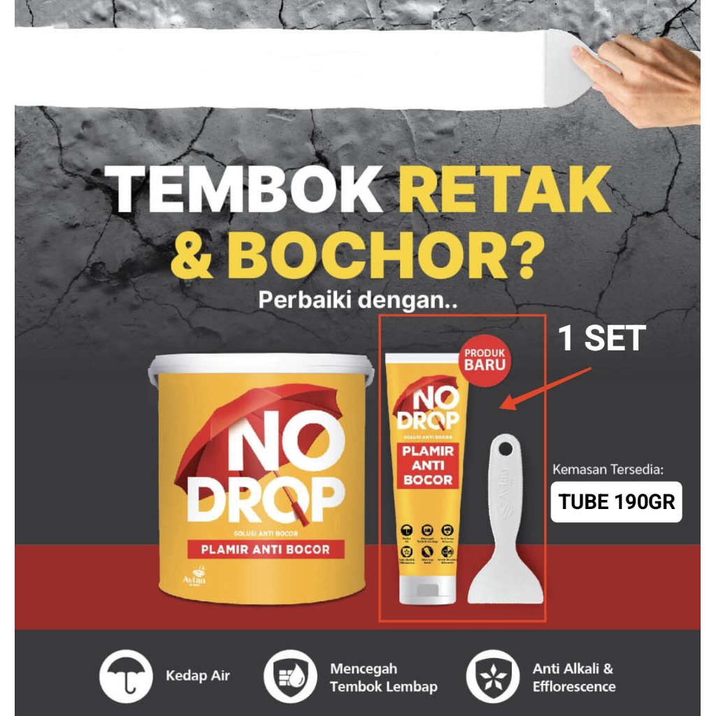 Jual PLAMIR ANTI BOCOR NO DROP 190GR TUBE WARNA PUTIH / DEMPUL TEMBOK ...