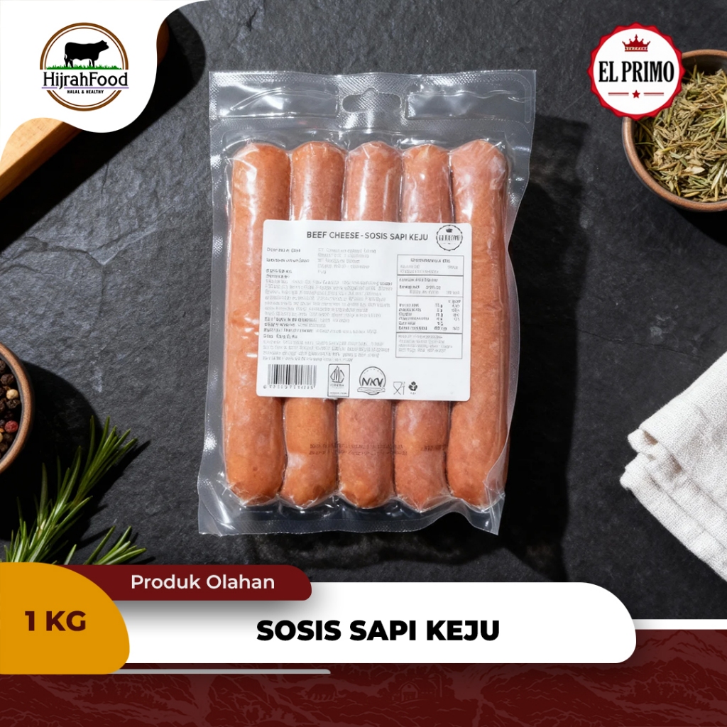 Jual El Primo Sosis Sapi Keju Beef Cheese Sausage Original 1kg | Shopee ...