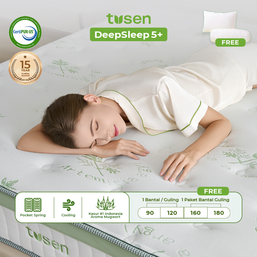 Jual TUSEN DeepSleep 5+ Kasur Memory Foam Tebal 25cm - Pocket Spring ...