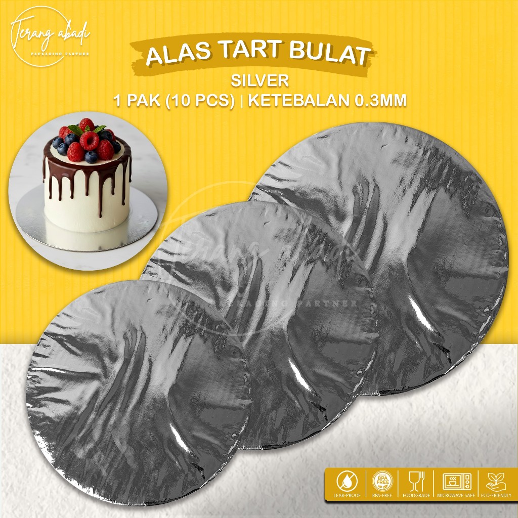 Jual (10 pcs) Alas Tart Kue Bulat Silver/Tatakan Tart Bulat/Alas Kue ...