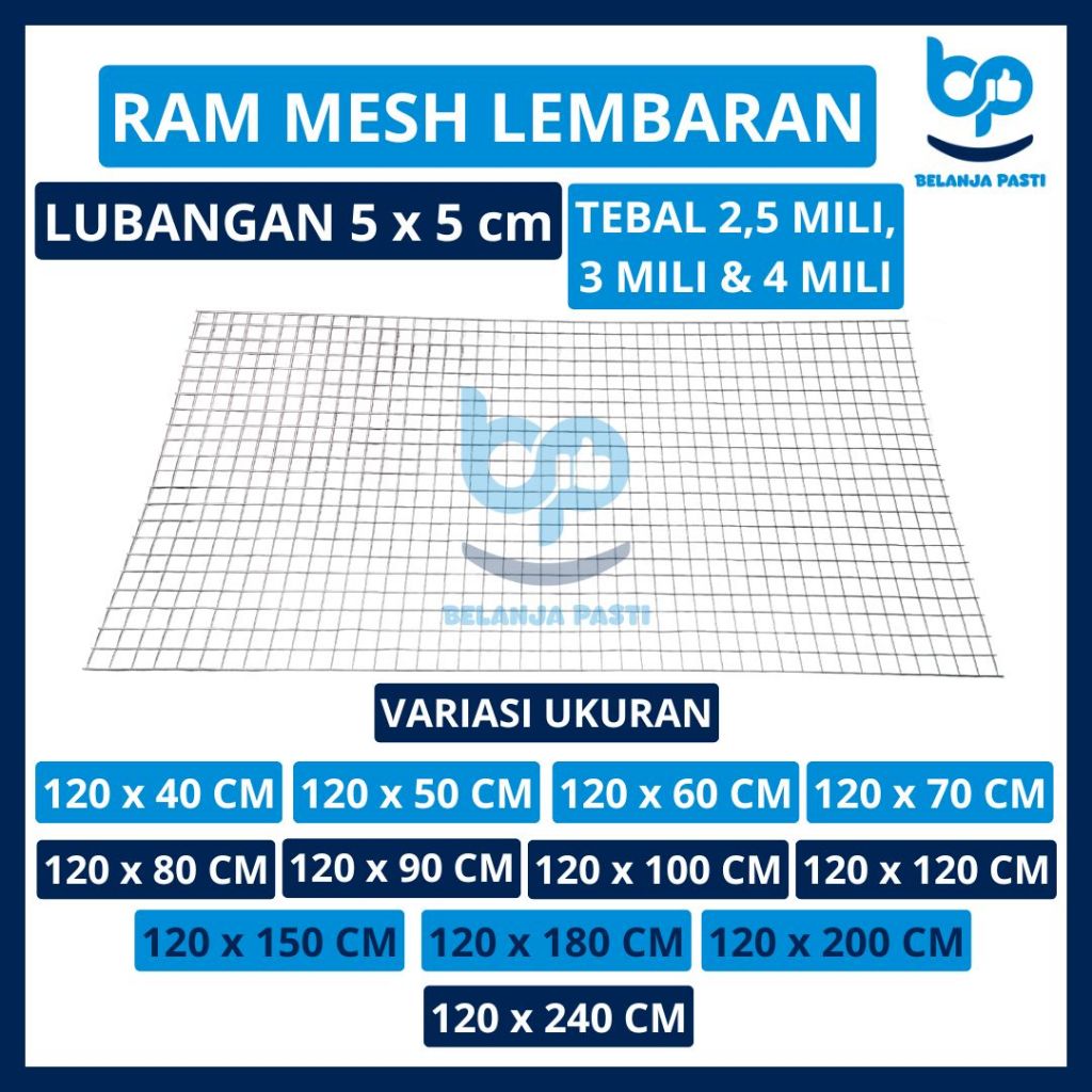 Jual Ram Mesh Galvanis Lembaran Lubangan 5x5cm Variasi Tebal dan Ukuran ...