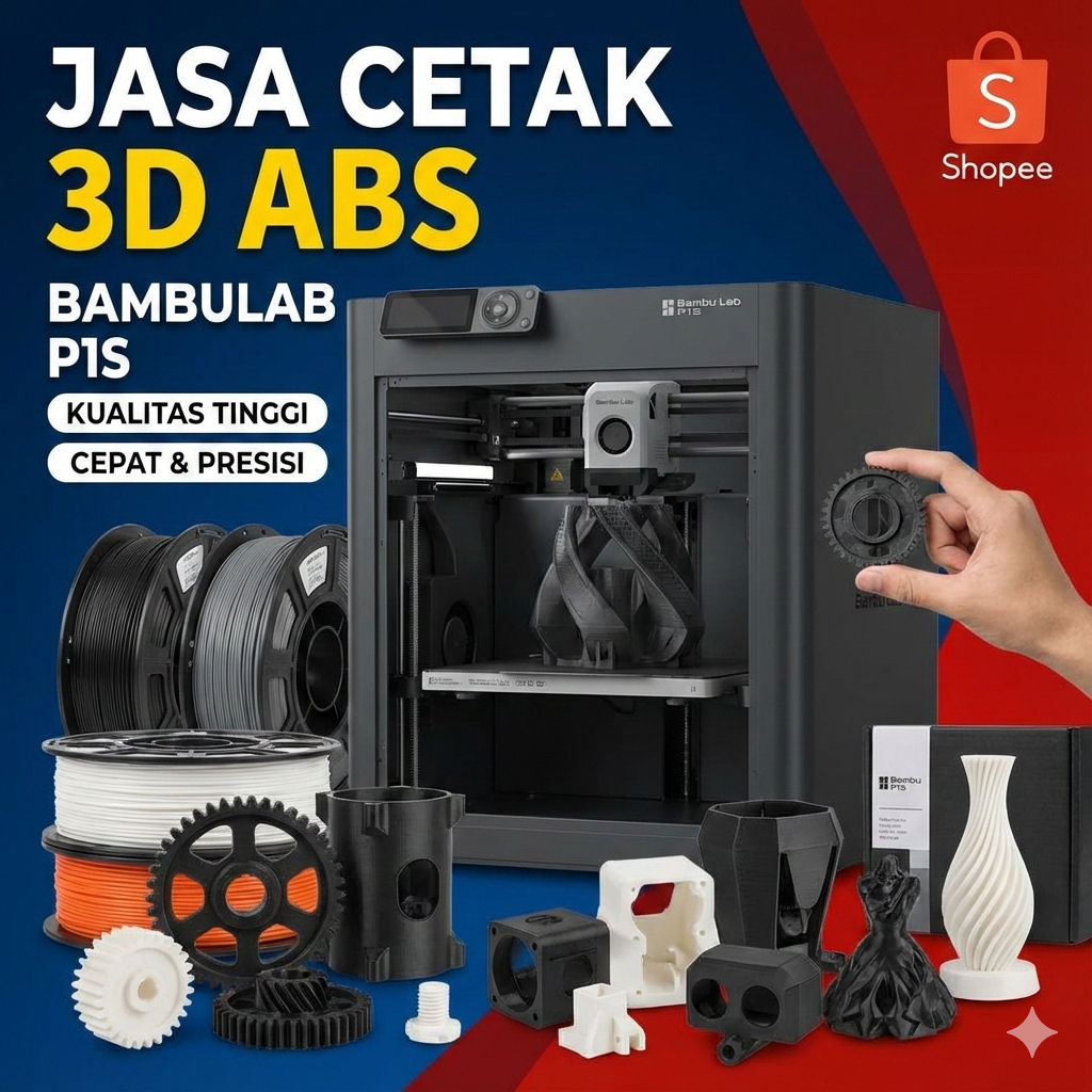 Jual Cetak 3D Print ABS - Bambu Lab P1S | Kuat & Tahan Panas | Custom ...