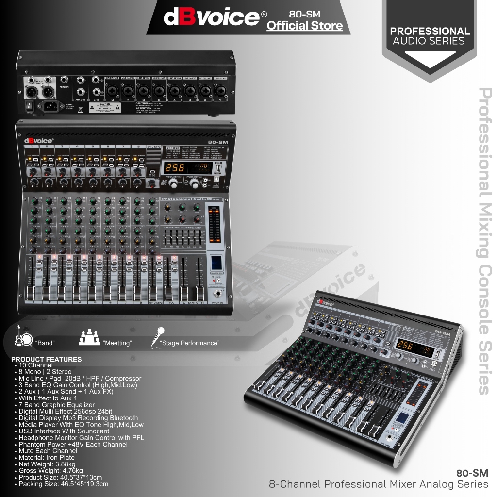 Jual 8Ch Professional Mixer Analog 256dsp dBvoice 80SM New Desaign ...