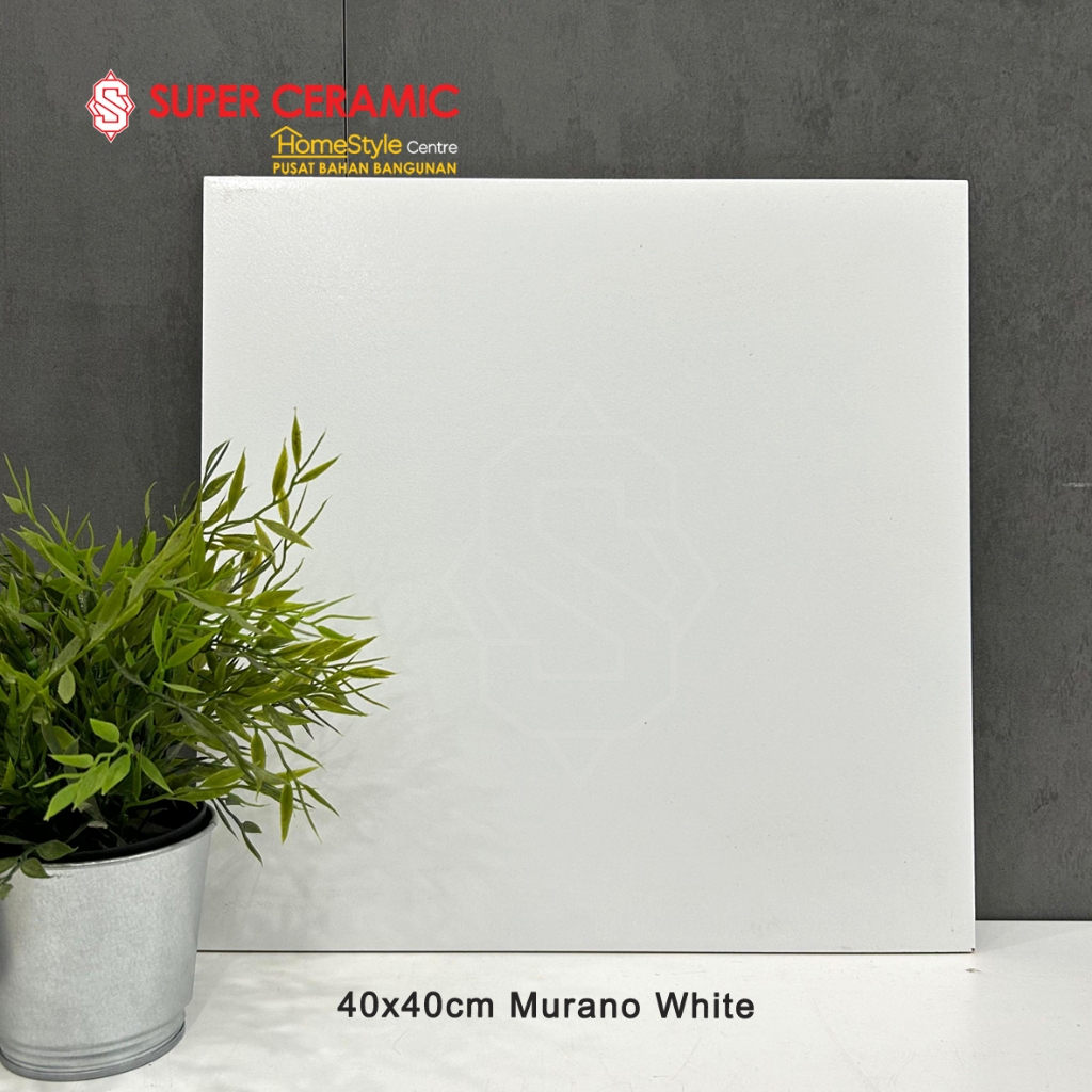 Jual ASIA TILE 40x40 Keramik Dinding Lantai Putih Polos Glossy - MURANO ...