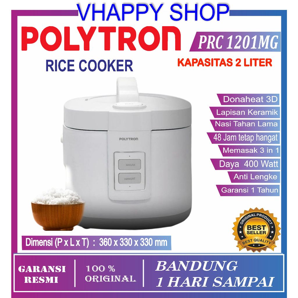Jual RICE COOKER POLYTRON 2 Liter PRC-1201MG Garansi Resmi | Shopee ...