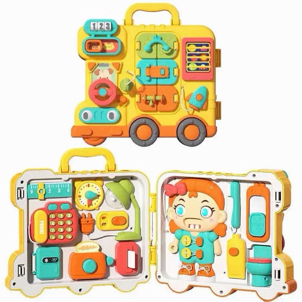 Jual montessori puzzle busy board dailly life skill training board ...