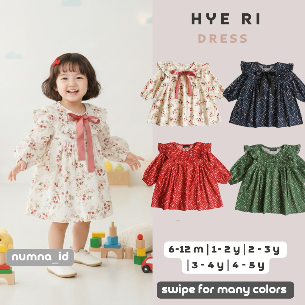 Jual numna HYERI DRESS Anak Perempuan Lengan Panjang 1-5 Tahun ...