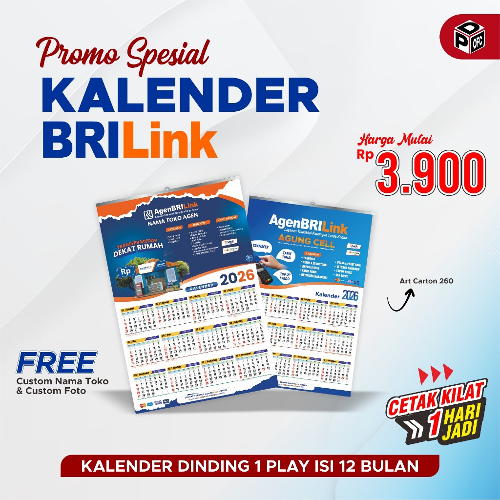 Jual KALENDER 2026 CUSTOM | KALENDER DINDING BriLink, AGEN BRI | Shopee ...