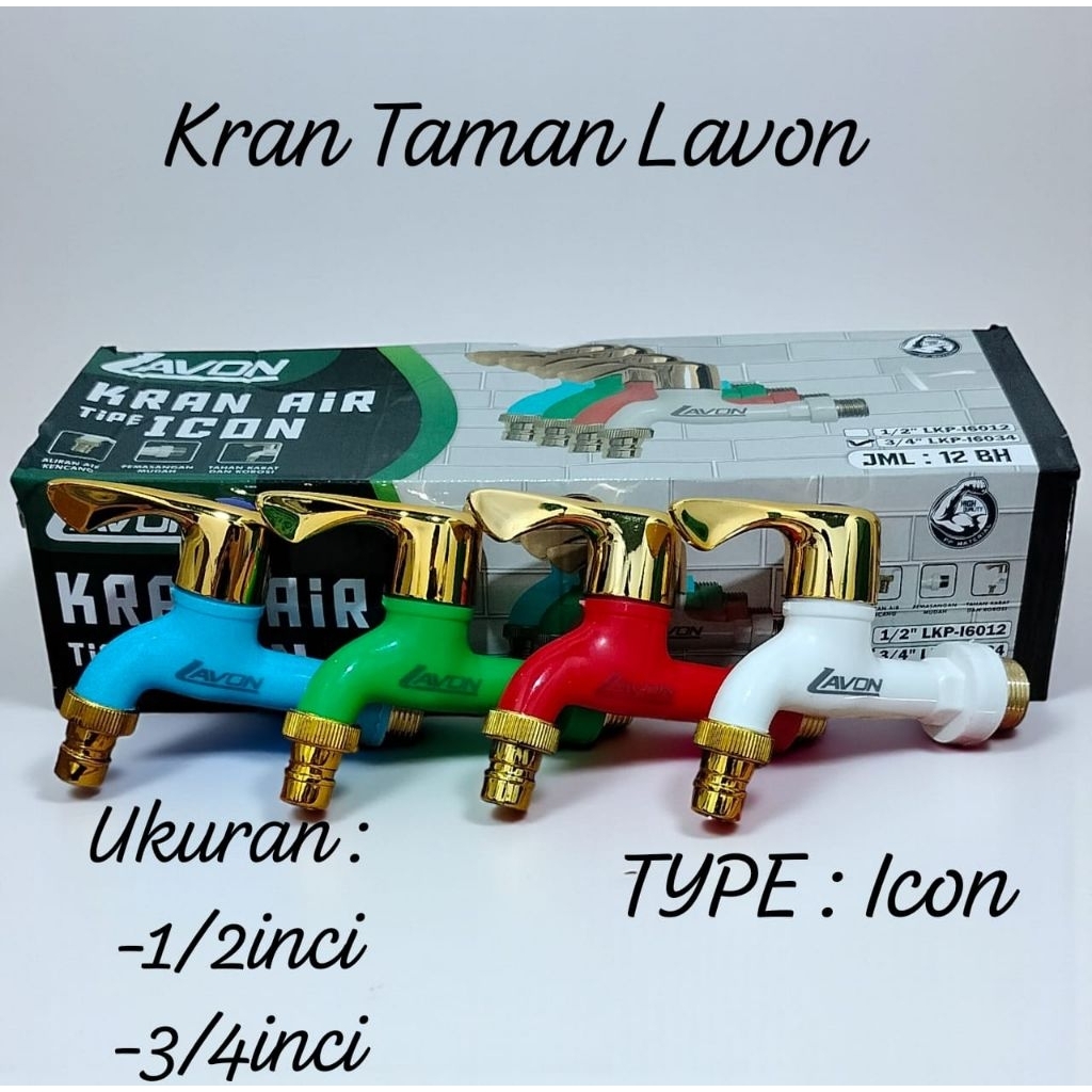 Jual [LAVON]Kran Air plastik 1/2inci&3/4Inci Taman Drat Kuningan Keran ...