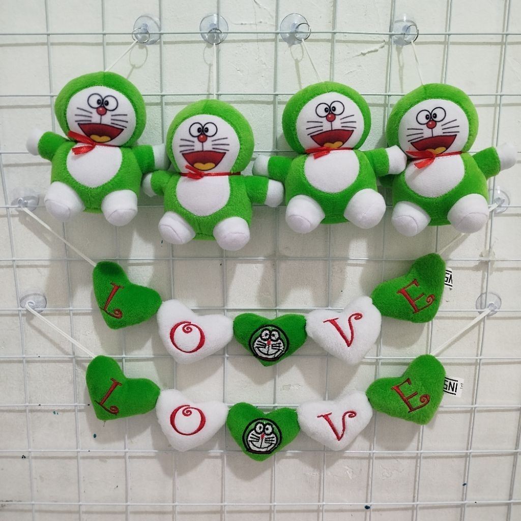 Jual paket set hiasan kaca mobil, dashboard mobil boneka doraemon warna ...