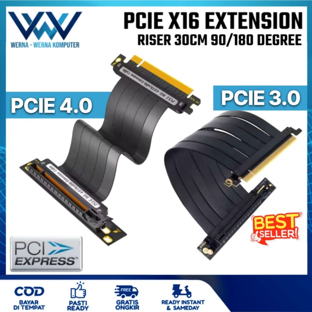 Jual PCIE X16 Extension 30cm GPU Riser High speed Flexible PCIE 4.0 ...