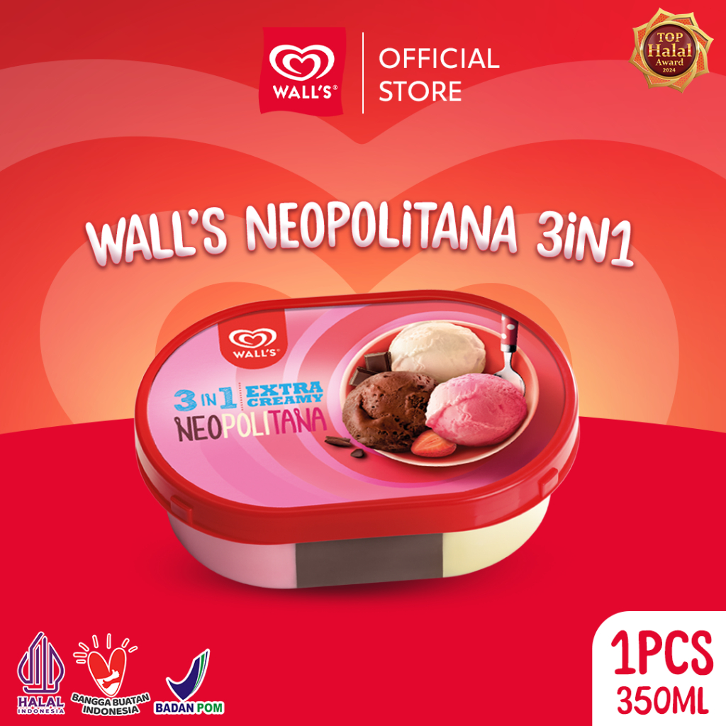 Jual Wall's Tubs Neopolitana 3 in 1 350ml - Wall's Es Krim / Ice Cream ...