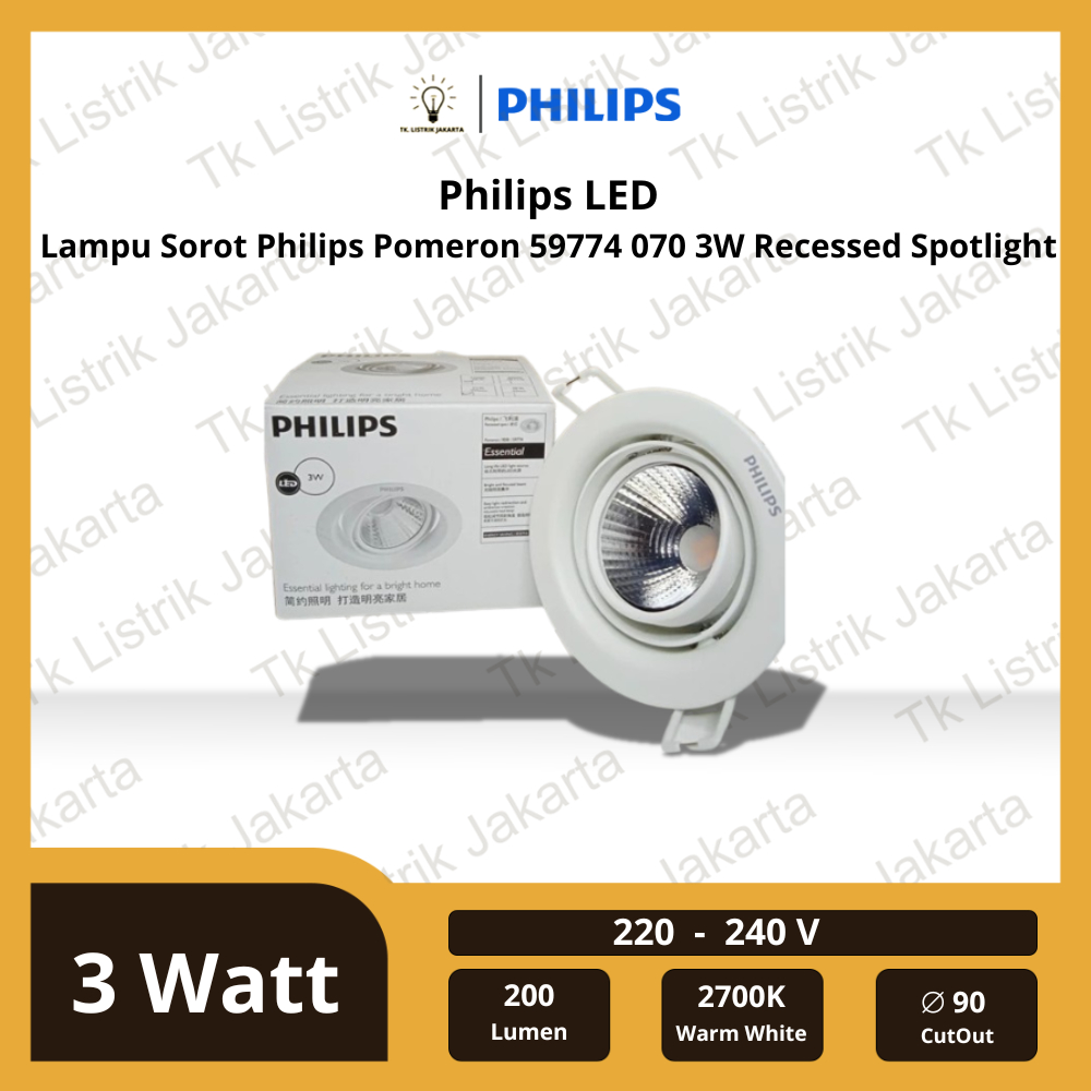 Jual Lampu Sorot Philips Pomeron 59774 070 3W Recessed Spotlight ...