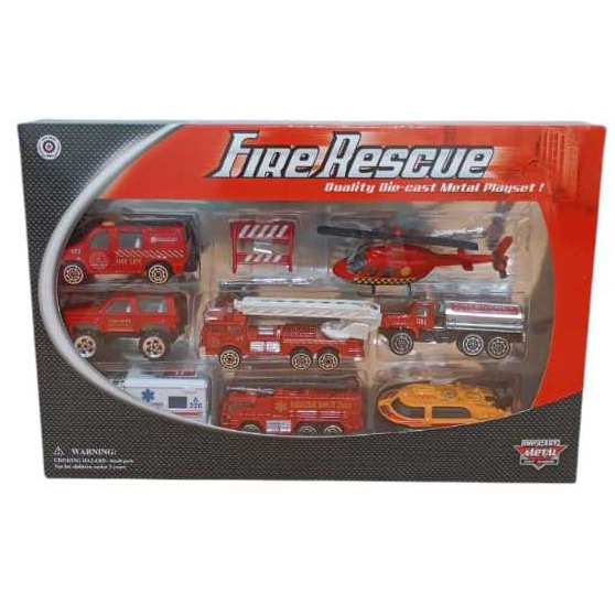 Jual PELATO Diecast Fire Rescue 8 PCS Model Mobil Koleksi Pemadam Merah ...