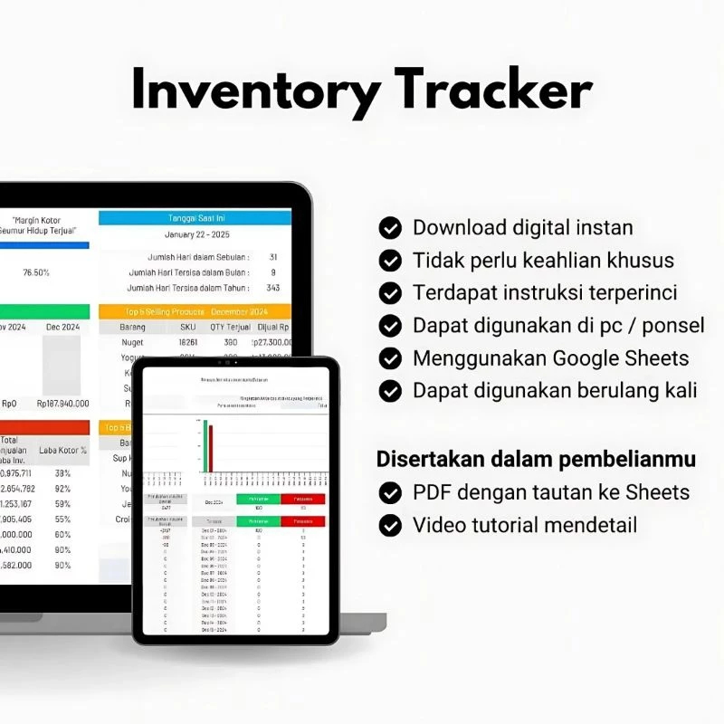 Jual Inventory Tracker – Template Lengkap untuk Kelola Stok Barang, Lacak Penjualan, & Analisis ...