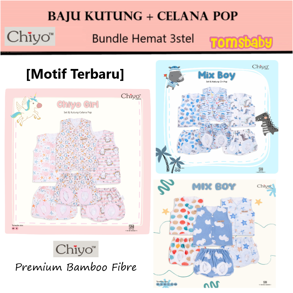 Jual [TOMS] CHIYO BABY (3stel) Baju Kutung + Celana Pop Motif Terbaru ...