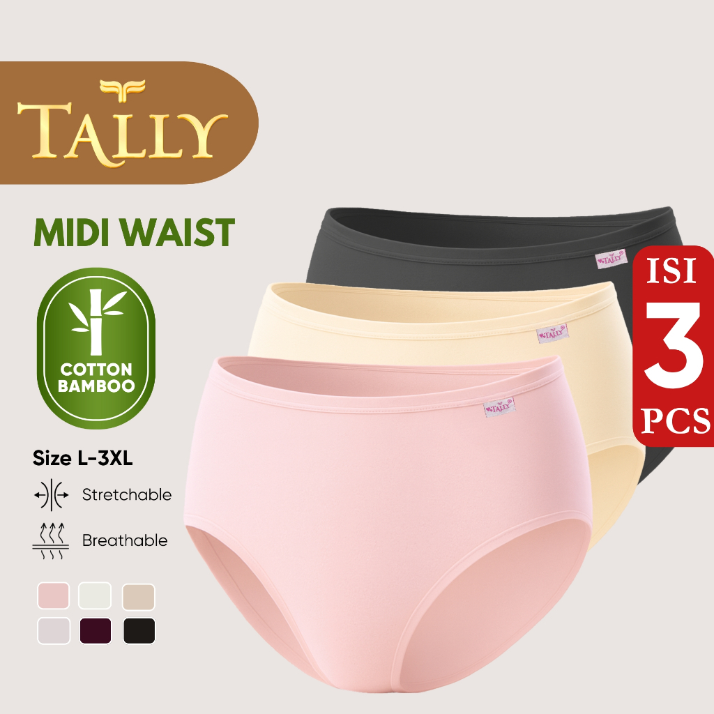 Jual TALLY Paket 3 Pcs Celana Dalam Wanita Bahan Katun Bambu Fit to L ...