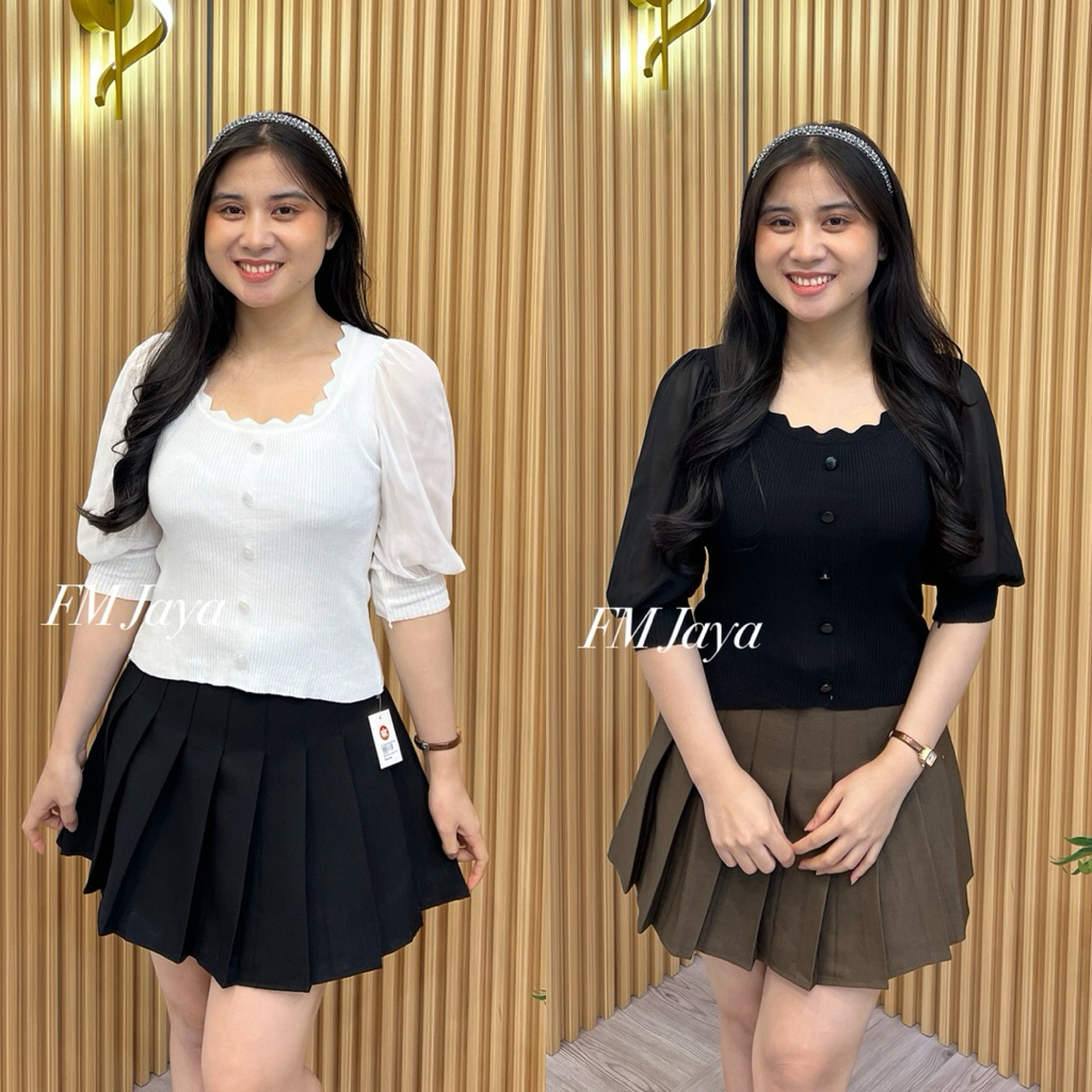 Jual ATASAN RAJUT WANITA PREMIUM 7233 || KNIT TOP || ATASAN RAJUT HITAM ...