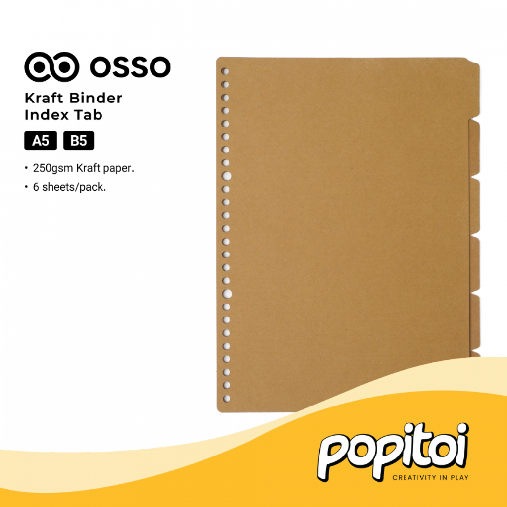 Jual OSSO Loose Leaf Binder Kraft Index Divider Tab Pembatas Buku A5 B5 ...
