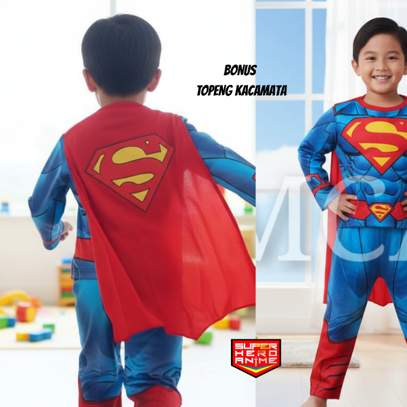 Jual Kostum Anak Karakter Superman III Full Print Baju Sayap Cowok ...