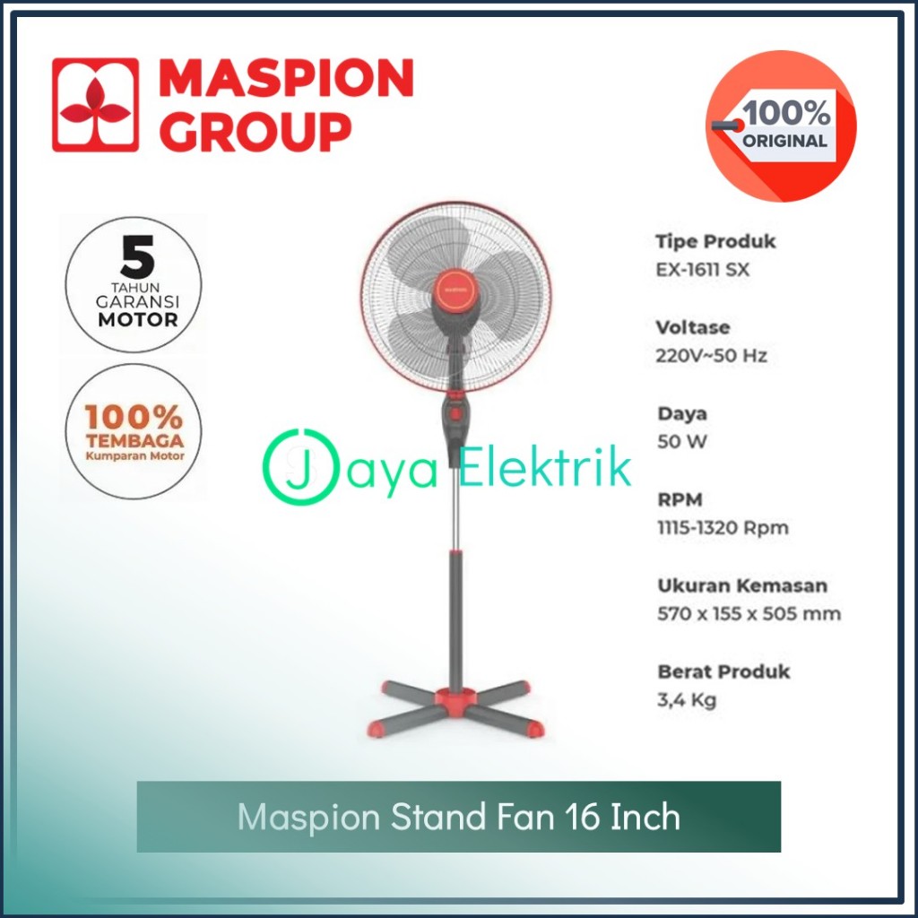 Jual MASPION Stand Fan 16 Inch EX-1611SX - Kipas Angin Berdiri 16 Inci ...