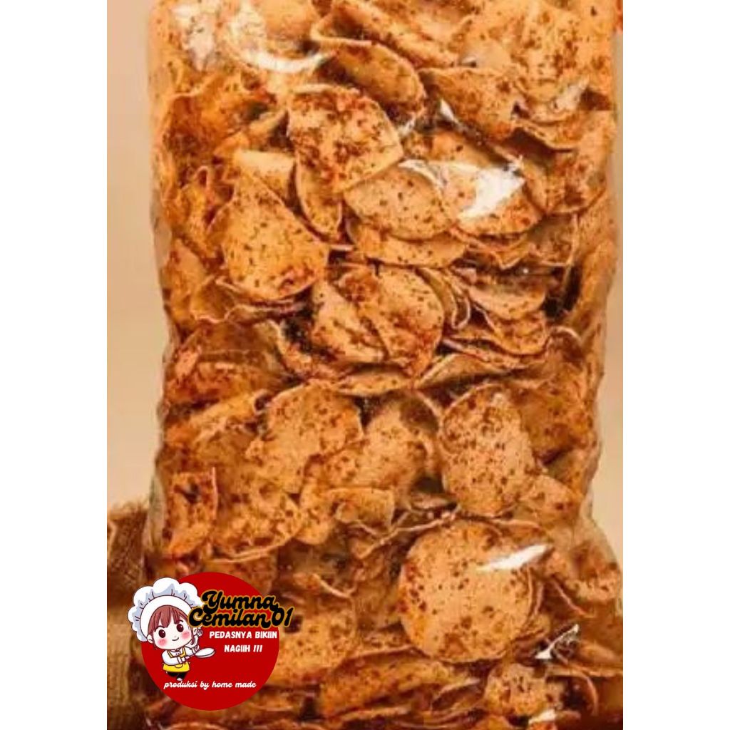 Jual basreng keripik/basreng bulat/basreng koin pedas daun jeruk bumbu ...
