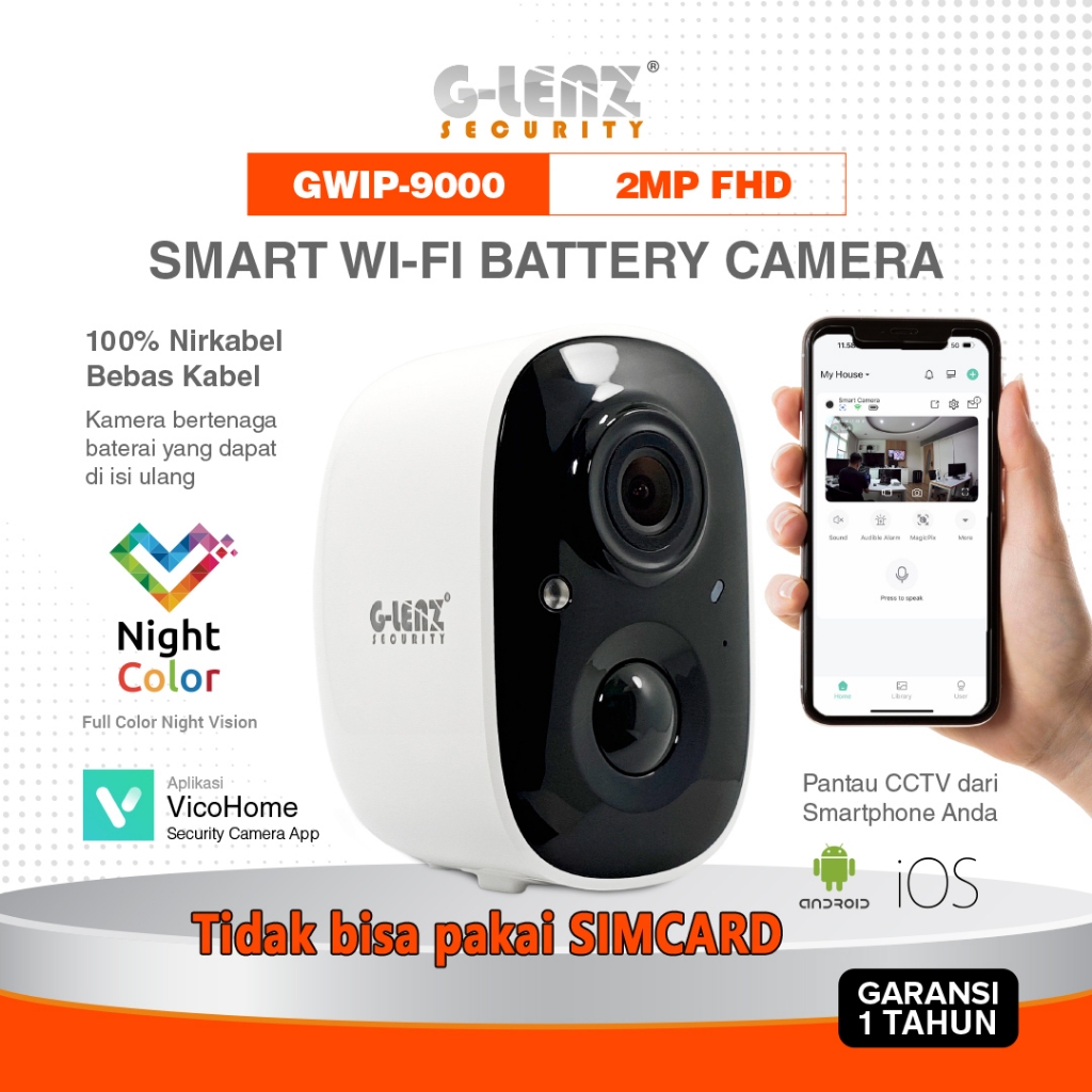 Jual GLENZ CCTV WIFI BATERAI 2MP ( TIDAK BISA SIMCARD ) - CCTV OUTDOOR ...