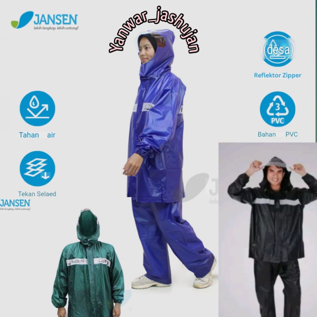 Jual Jas Hujan Karet PVC Hippo Setelan Jaket Baju Celana XL Jansen ...