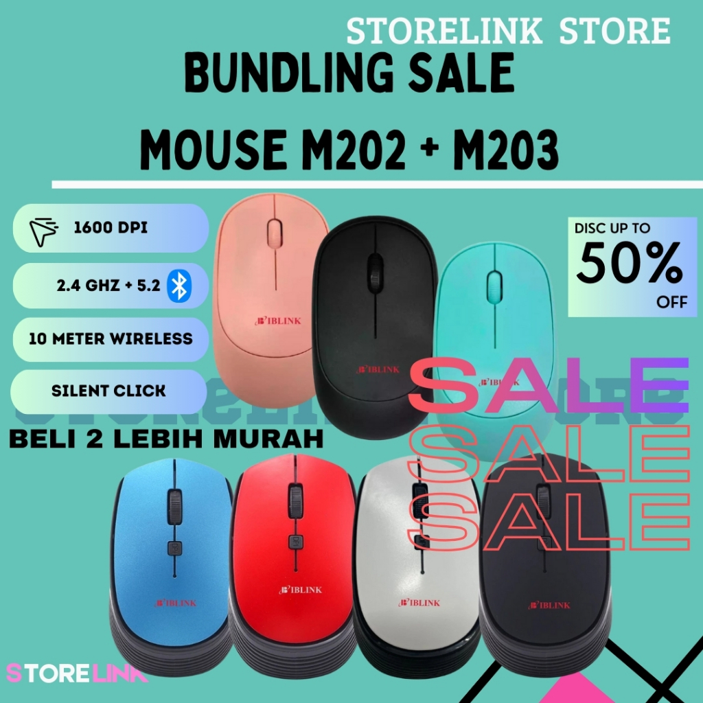 Jual PROMO BUNDLING MOUSE M202 + M203 Mouse Wireless Silent Click Mouse ...