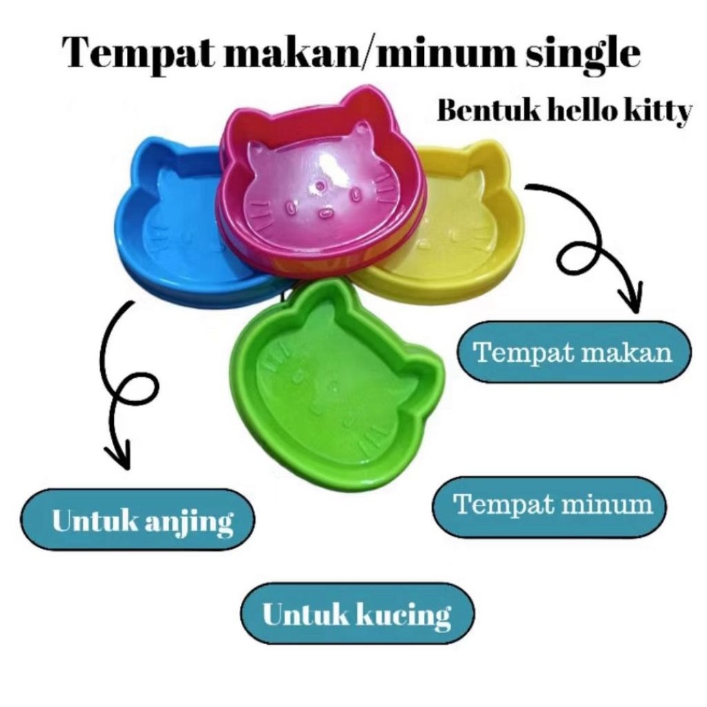 Jual Tempat Makan Minum Single Kucing Bentuk Hello Kitty | Shopee Indonesia
