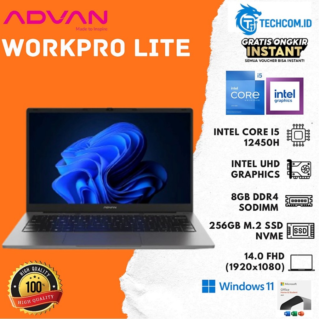 Jual Laptop Advan Workpro Intel Core i5 12450H 16GB 1TB SSD 14.0FHD ...