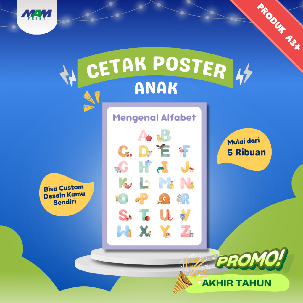 Jual Lembar Belajar Poster Edukasi Alfabet - Poster Huruf Abjad ...
