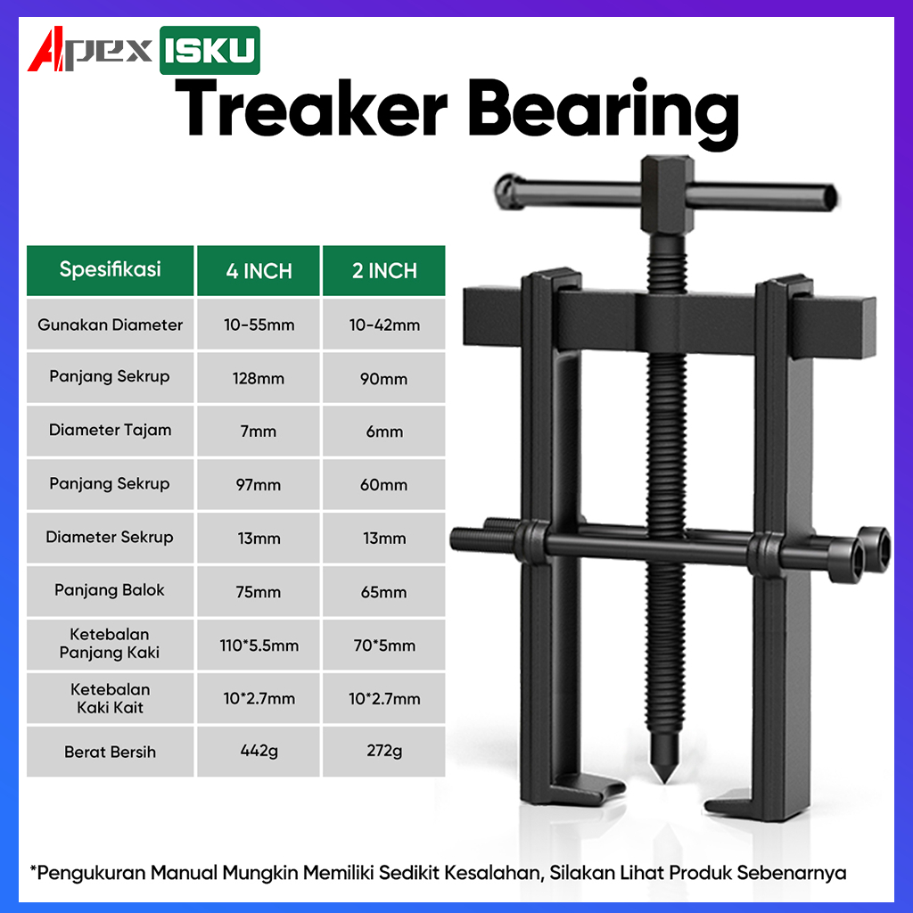 Jual ISKU Treker Bearing Puller 2 Kaki/Two Jaws Gear 2/4Inch Torsi ...