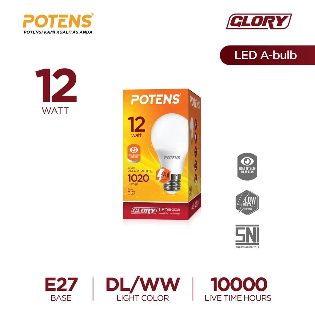 Jual POTENS PAG 12W Putih Lampu LED A-Bulb 6500K Bohlam 5 Watt Garansi ...
