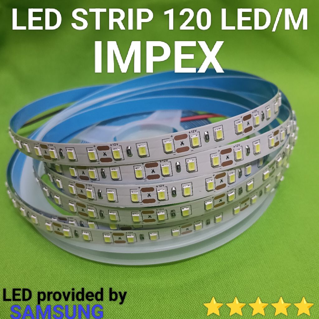 Jual Led Strip Samsung IMPEX 120 LED/M DC 12V (1roll 5 meter) | Shopee ...