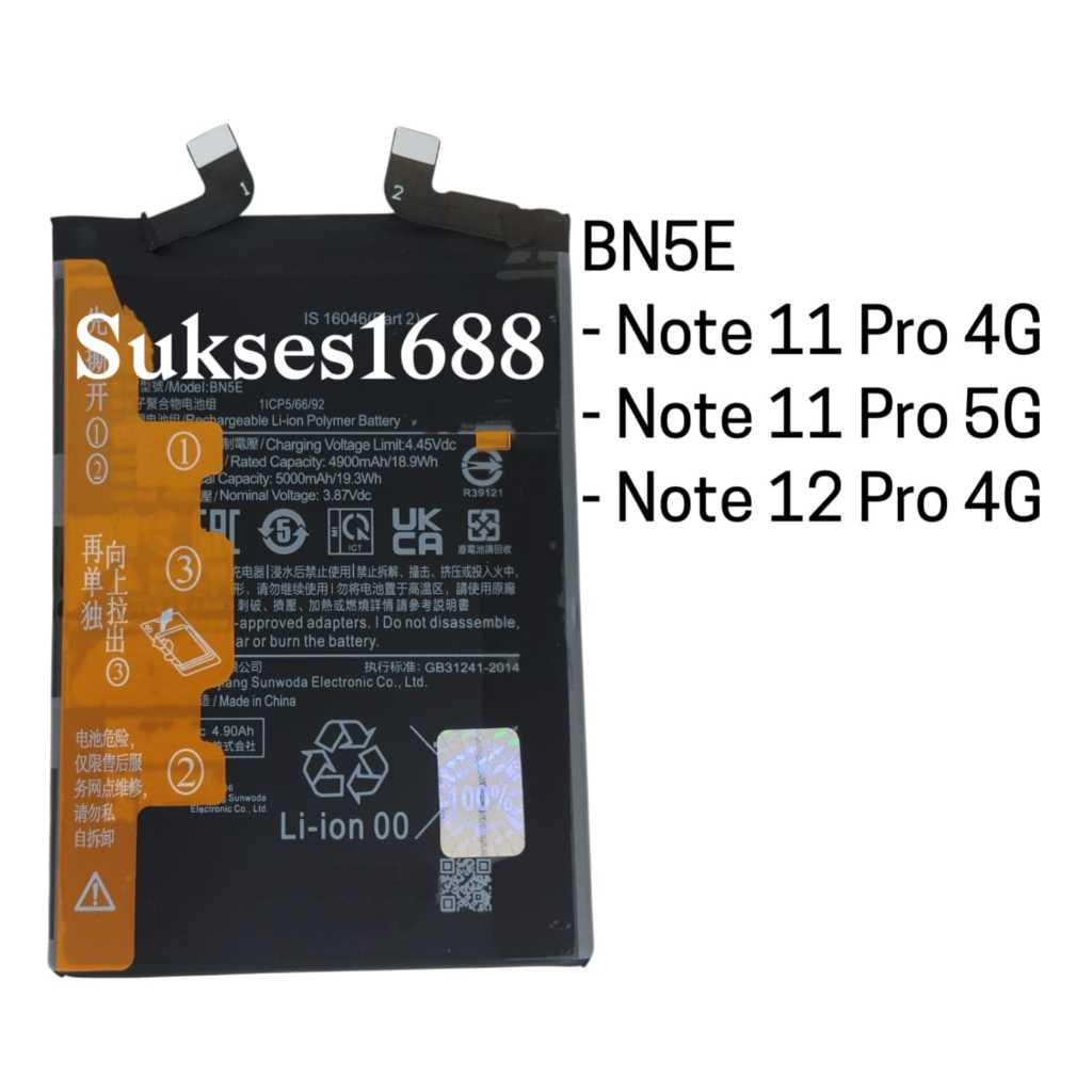 Jual Baterai BN5E Redmi Note 11 Pro Note 12 Pro 4G BN 5E bn5e Original ...