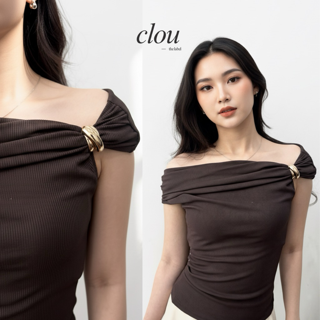 Jual Yeora Top - Atasan Wanita Off Shoulder Knit Twist Top Korean Basic ...